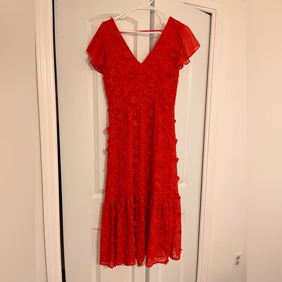 TALULAH | Dresses | La Maison Talulah Red Floral Embroidered Dress ...